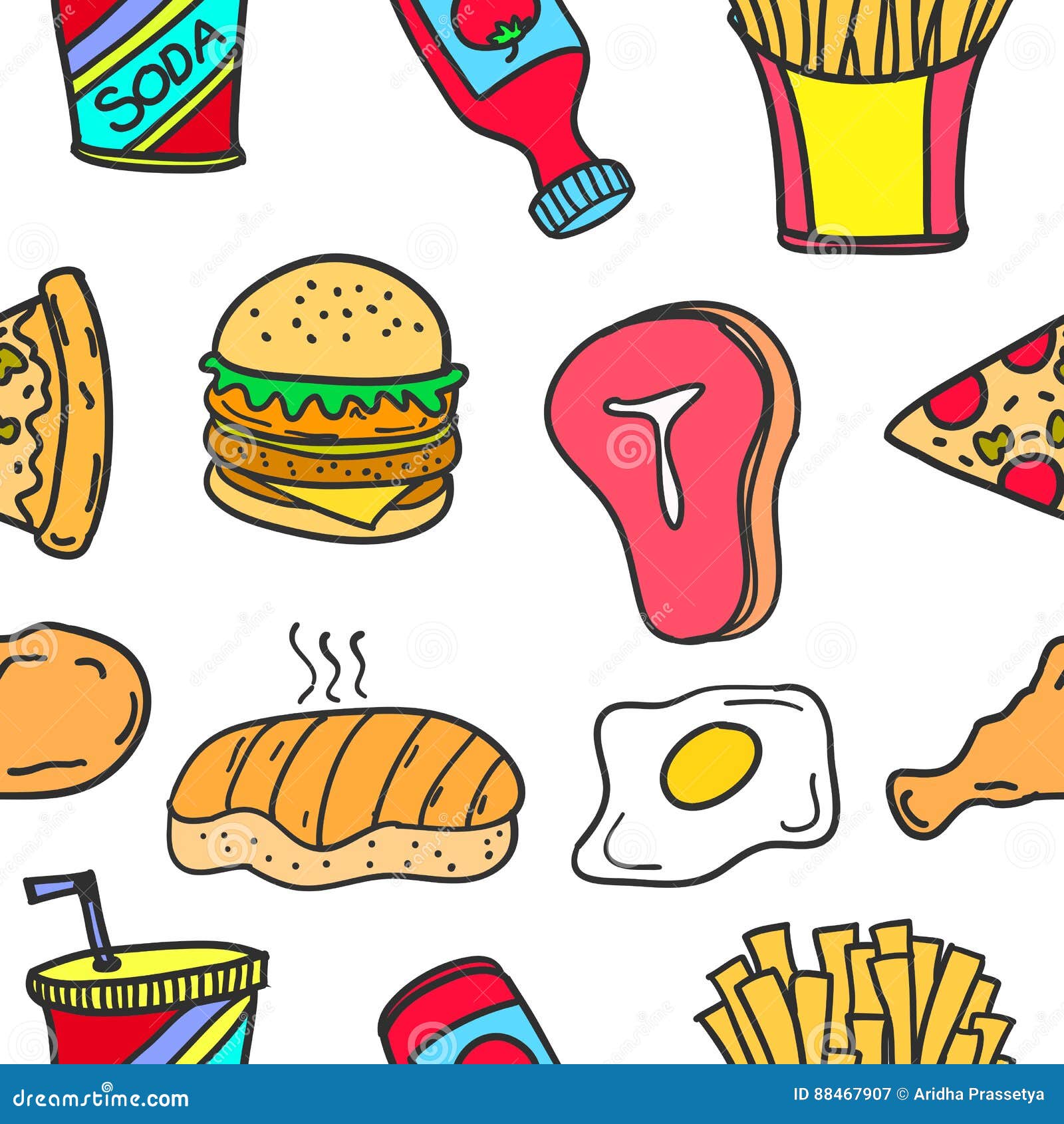 Collection of Food Element Doodles Stock Vector - Illustration of ...