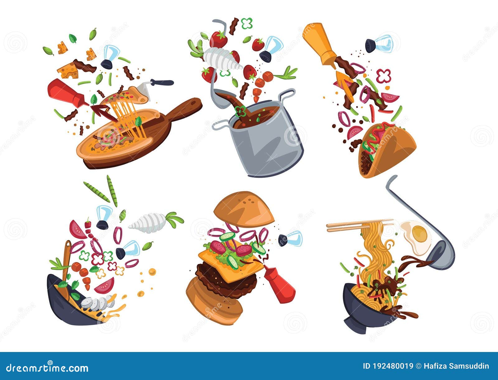 Pizza Exploded View. Vector Illustration Decorative Design ...