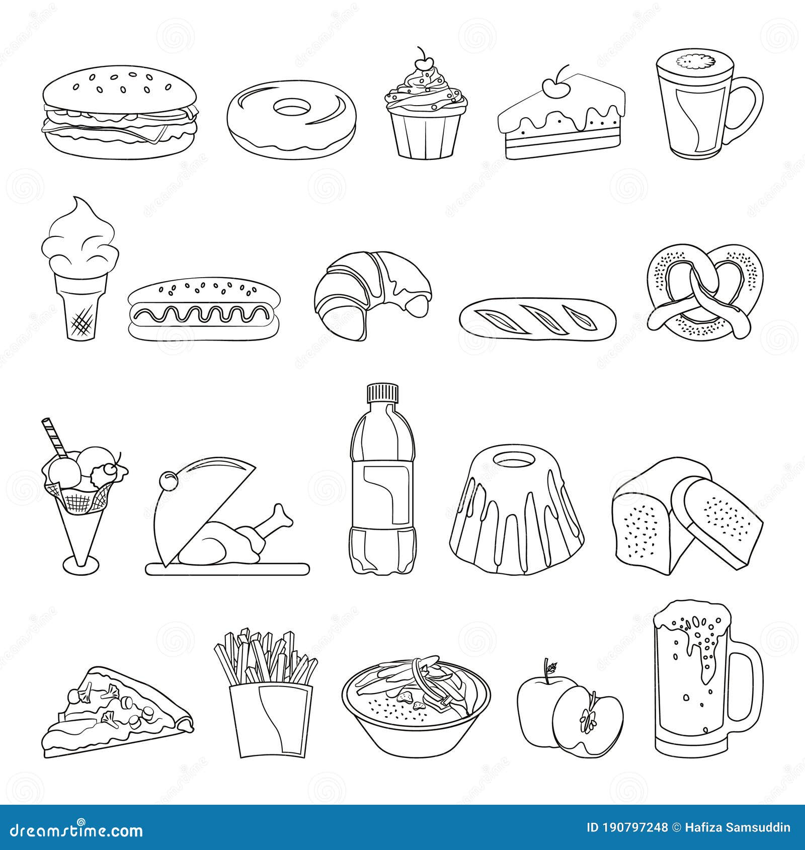 Collection of Food Items. Vector Illustration Decorative Design Stock ...