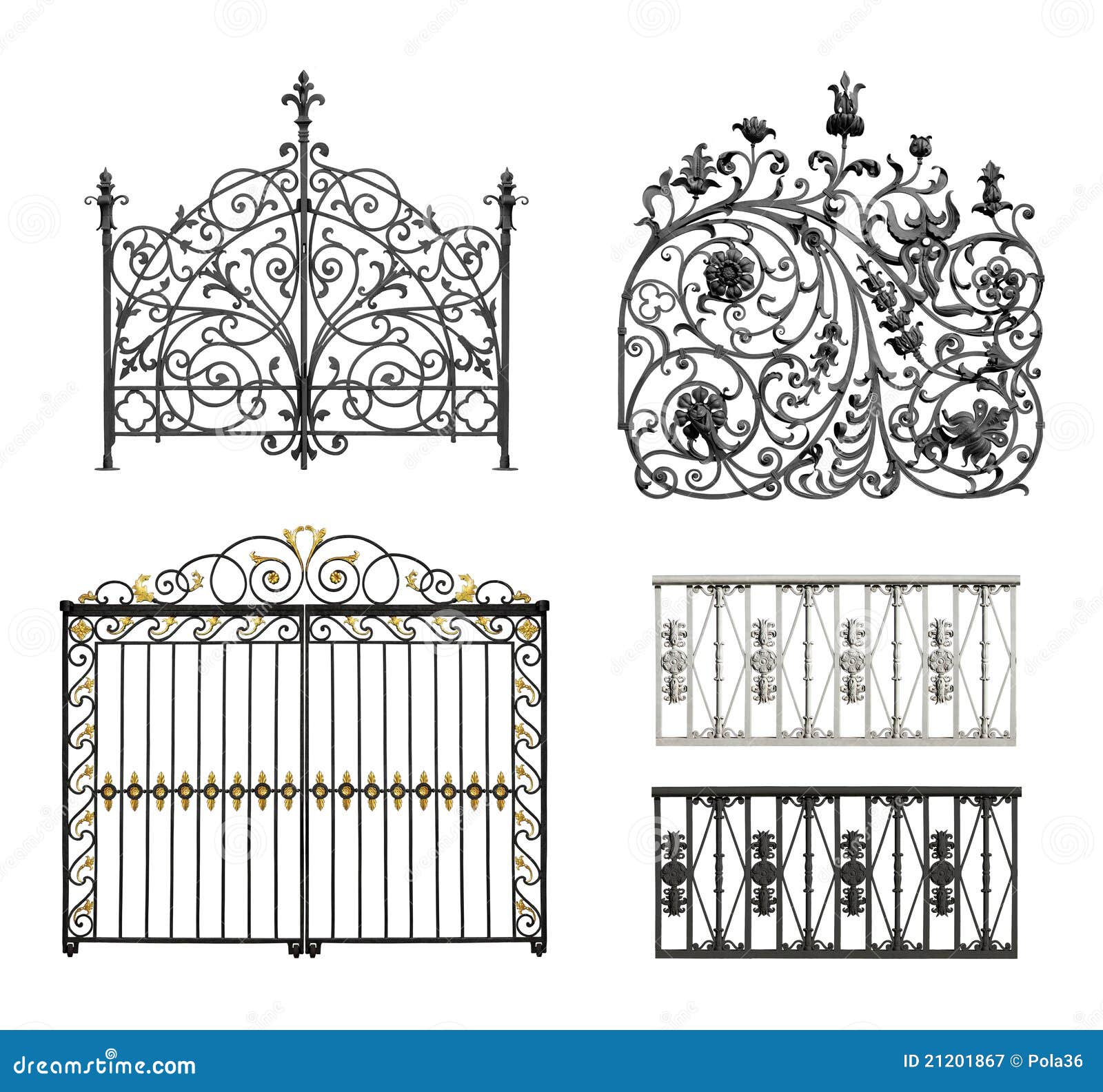 Collection of Forged Gates and Decorative Lattice Stock Illustration ...
