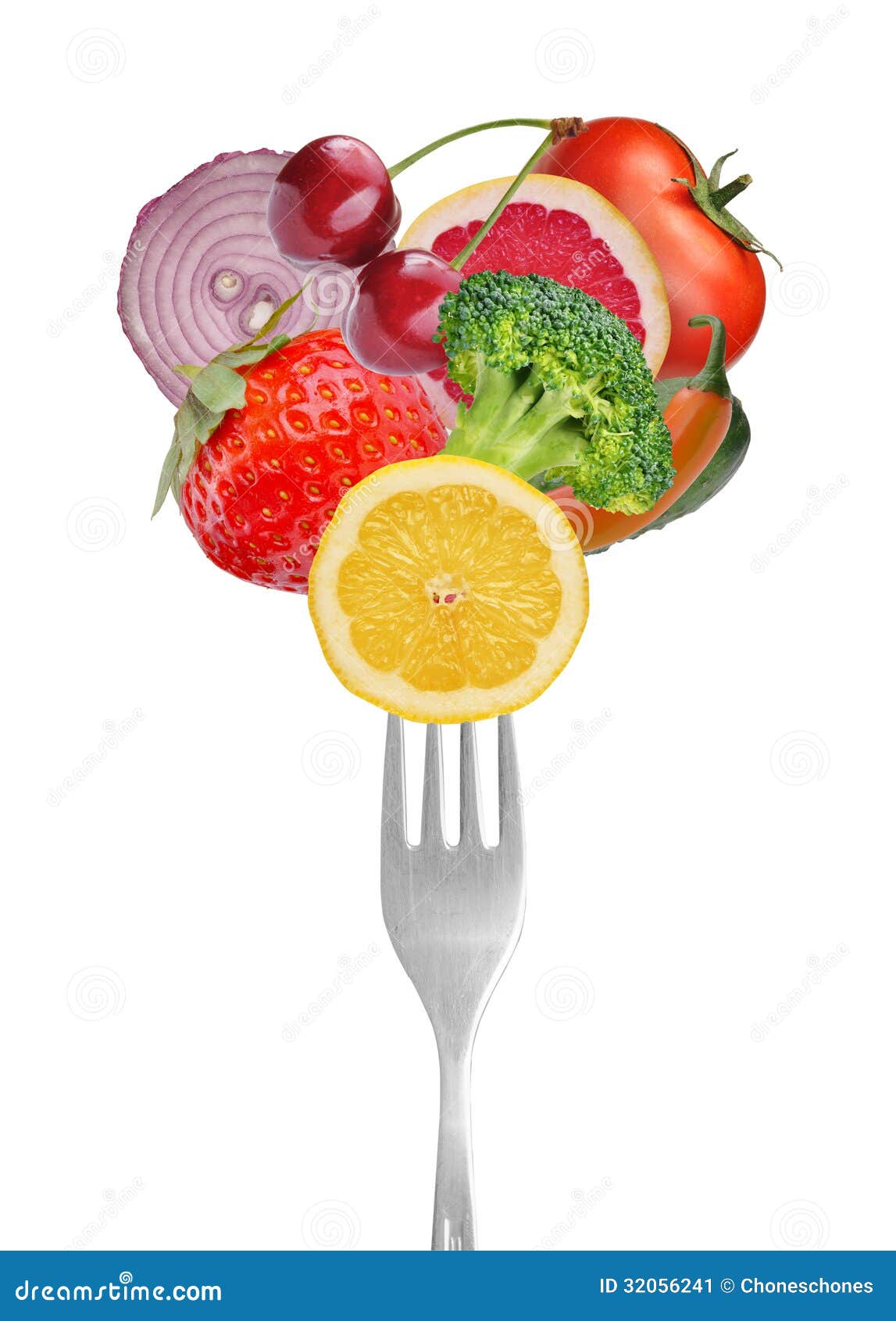 Collection of Forks with Vegetables and Fruits Stock Image - Image of ...