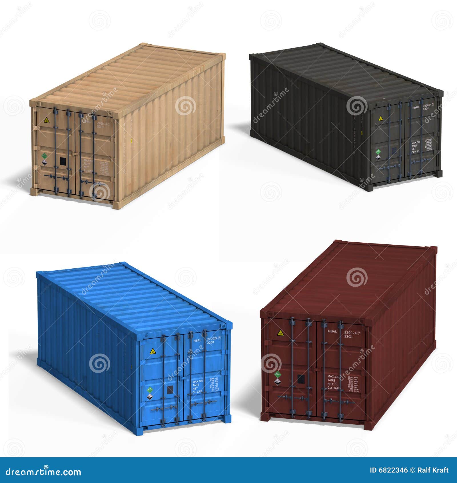 Collection of Four Container Stock Illustration - Illustration of ...
