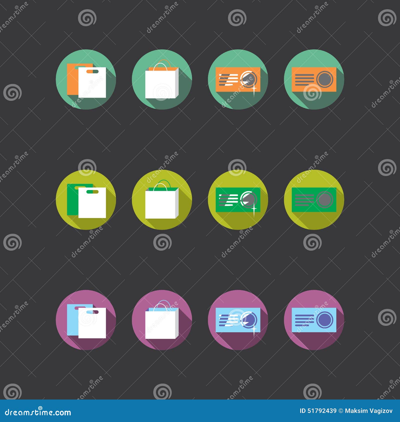Collection of Four Different Colored Icons Stock Vector - Illustration ...