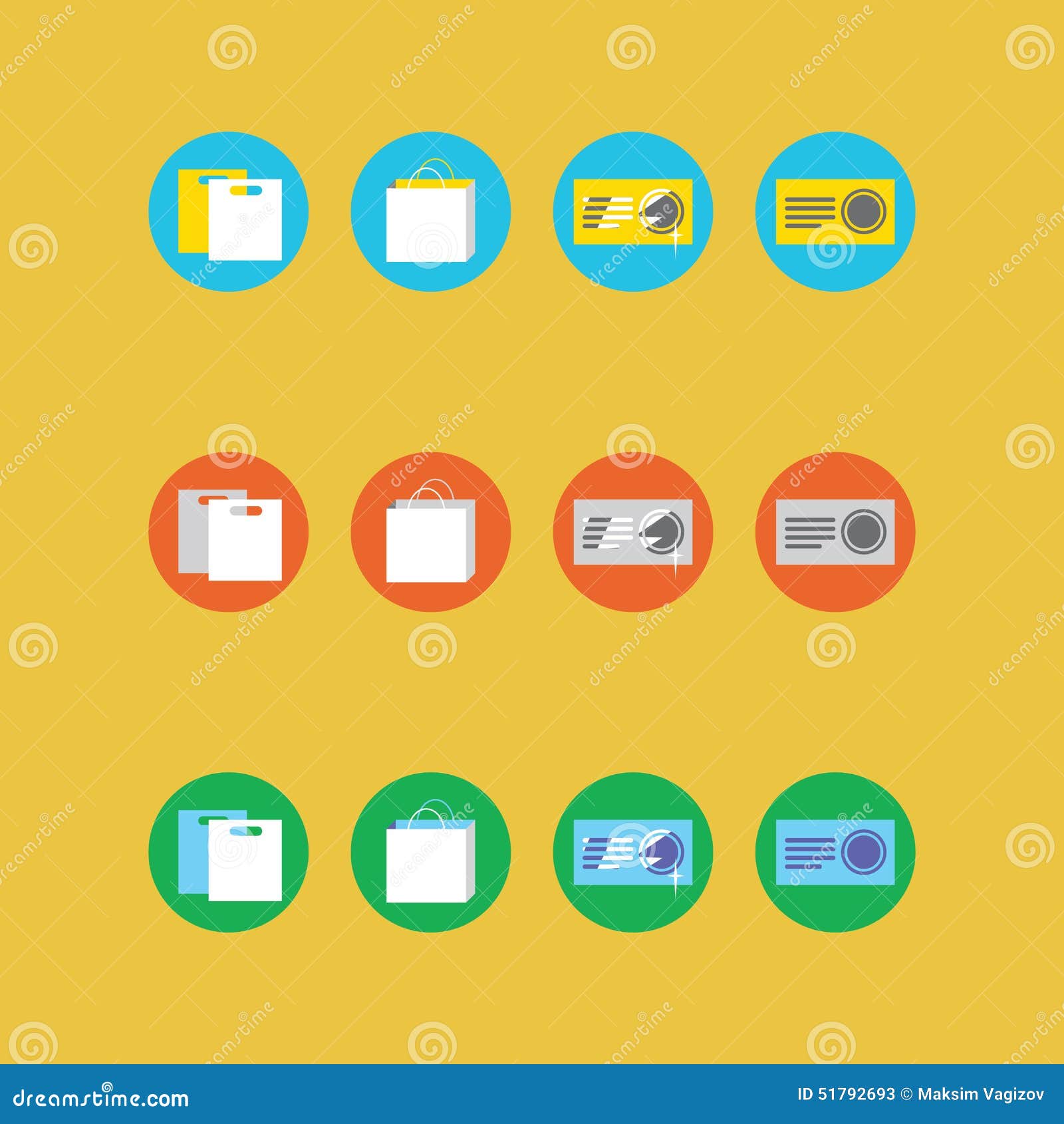 Collection of Four Different Colored Icons Stock Vector - Illustration ...