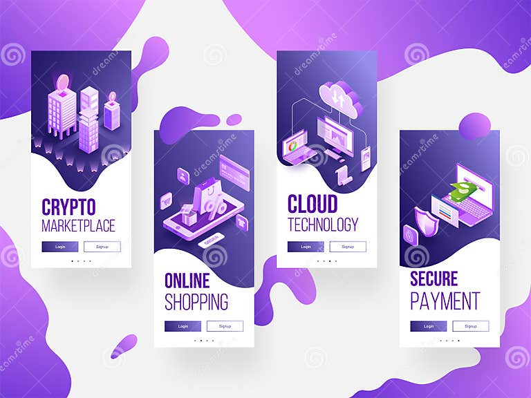Collection of Four Different Concept Based Splash Screen Mockups on ...