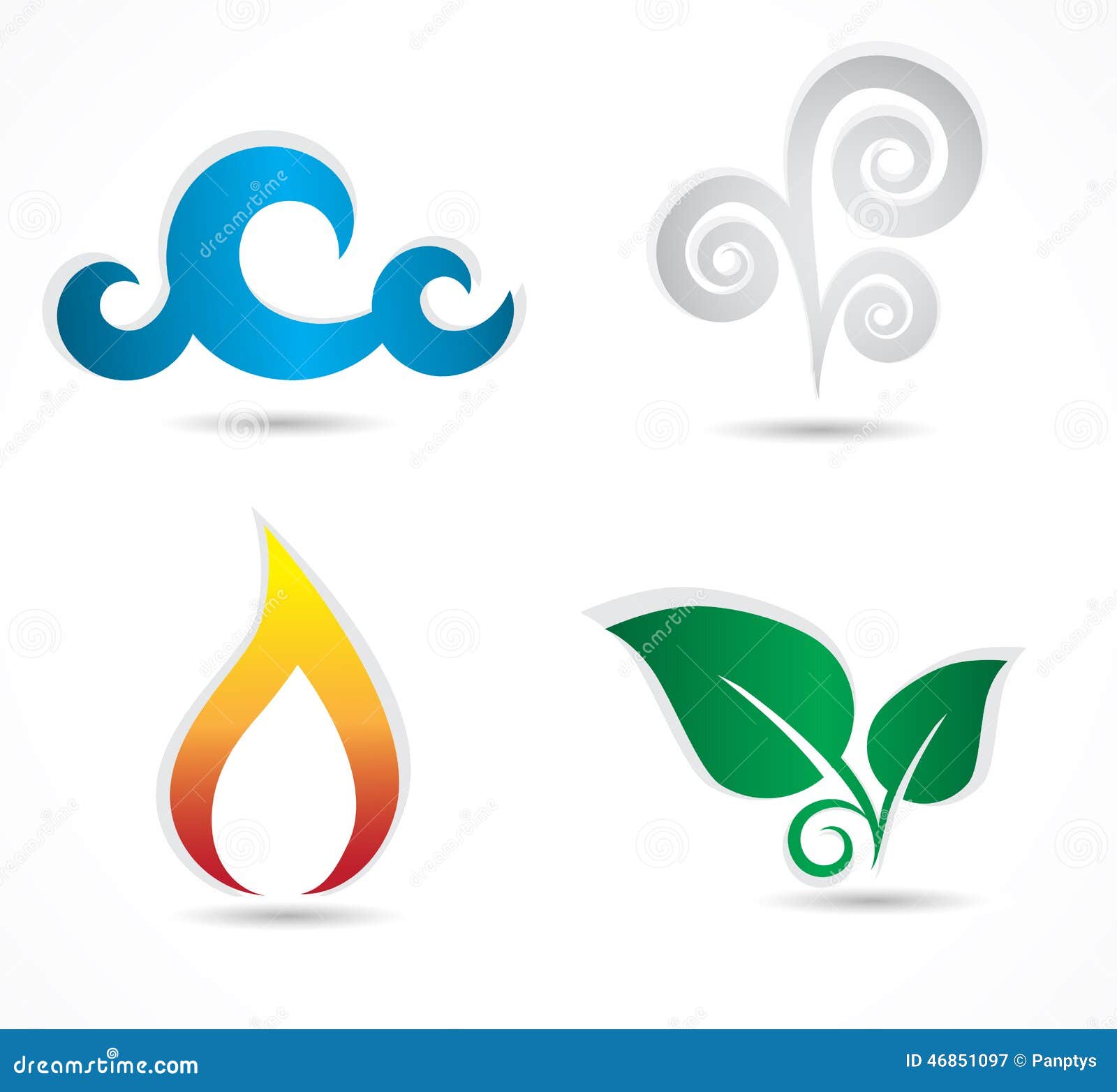 Collection of Four Elements Icons. Stock Vector - Illustration of icons ...