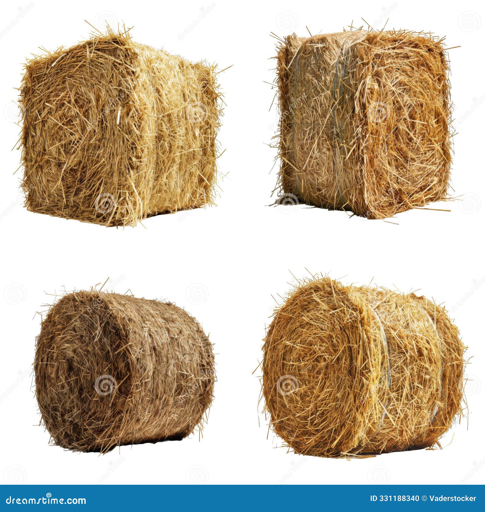 A Collection of Four Hay Bales in Different Shapes and Sizes Stock ...