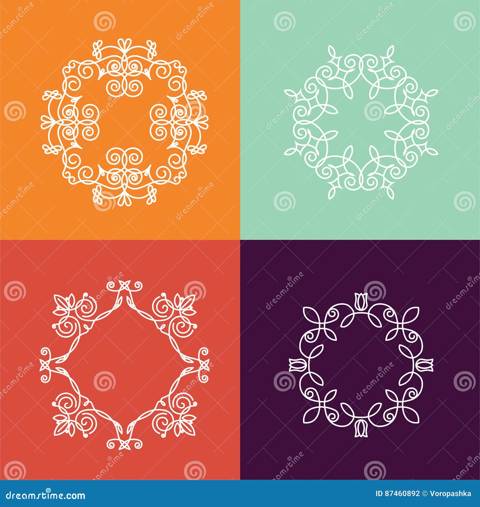 Collection of Four Monogram Stock Vector - Illustration of linear ...