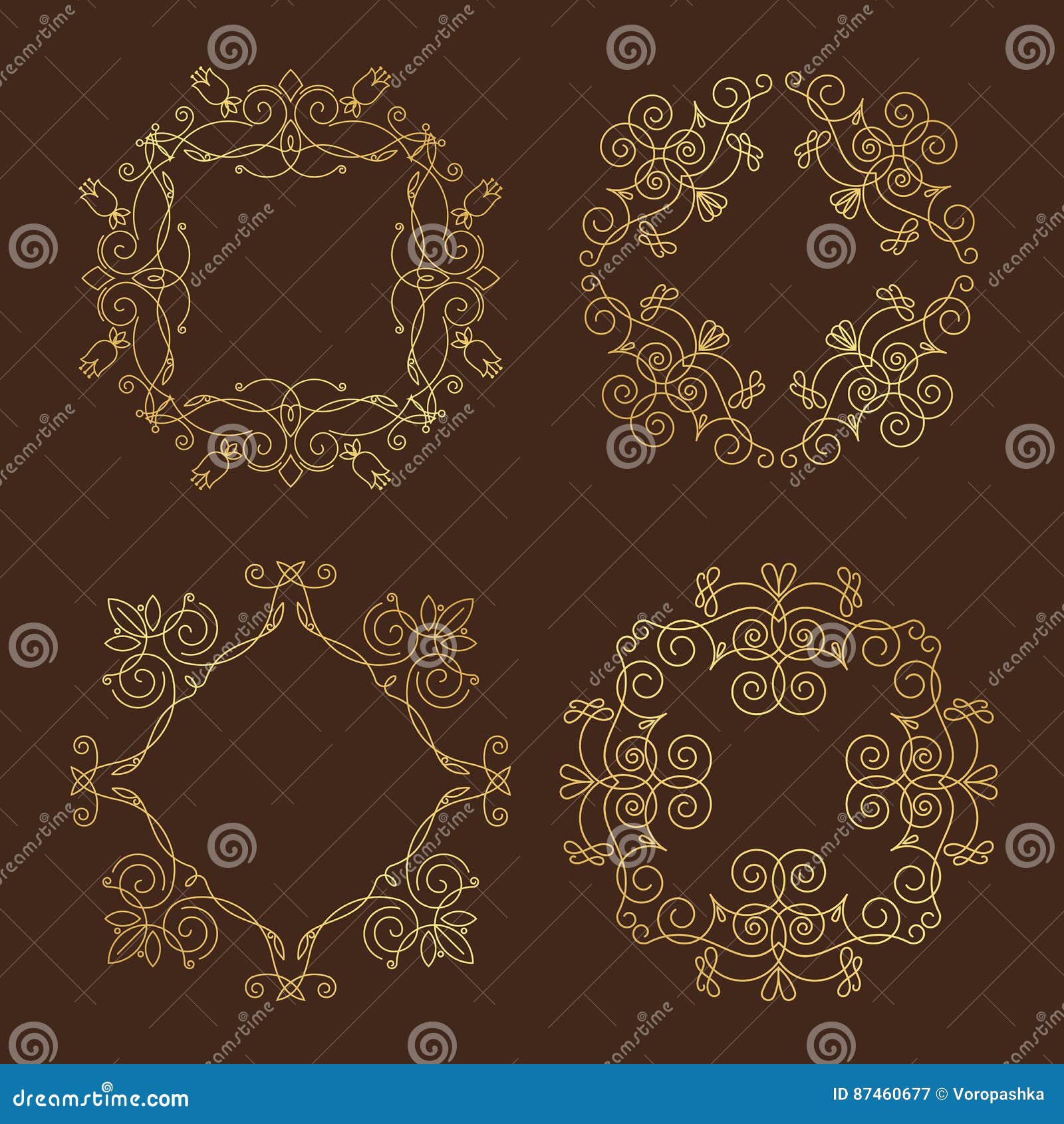 Collection of Four Monograms Stock Vector - Illustration of frame ...