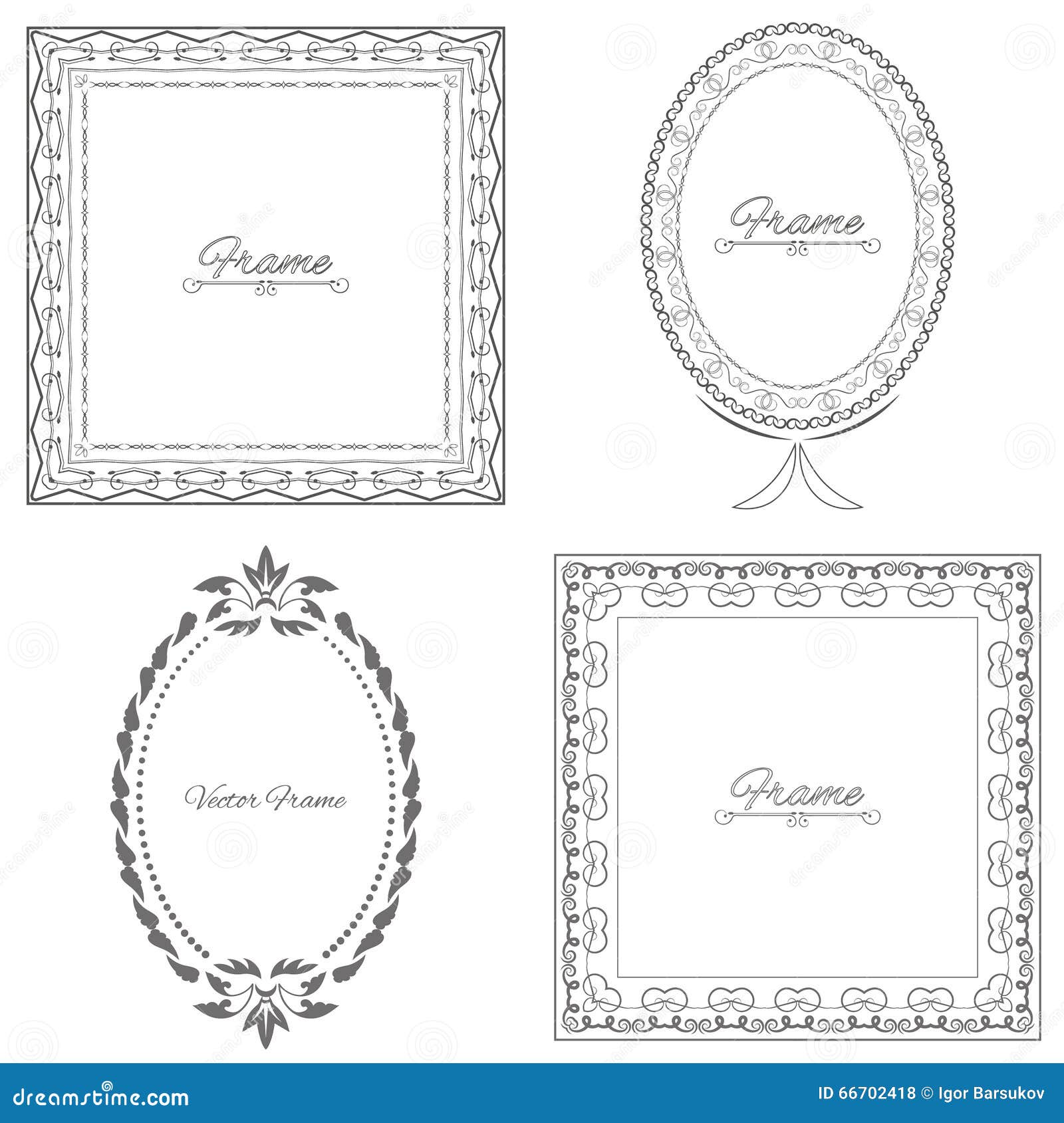 Collection of Four Stylish Elegant Frame Stock Vector - Illustration of ...