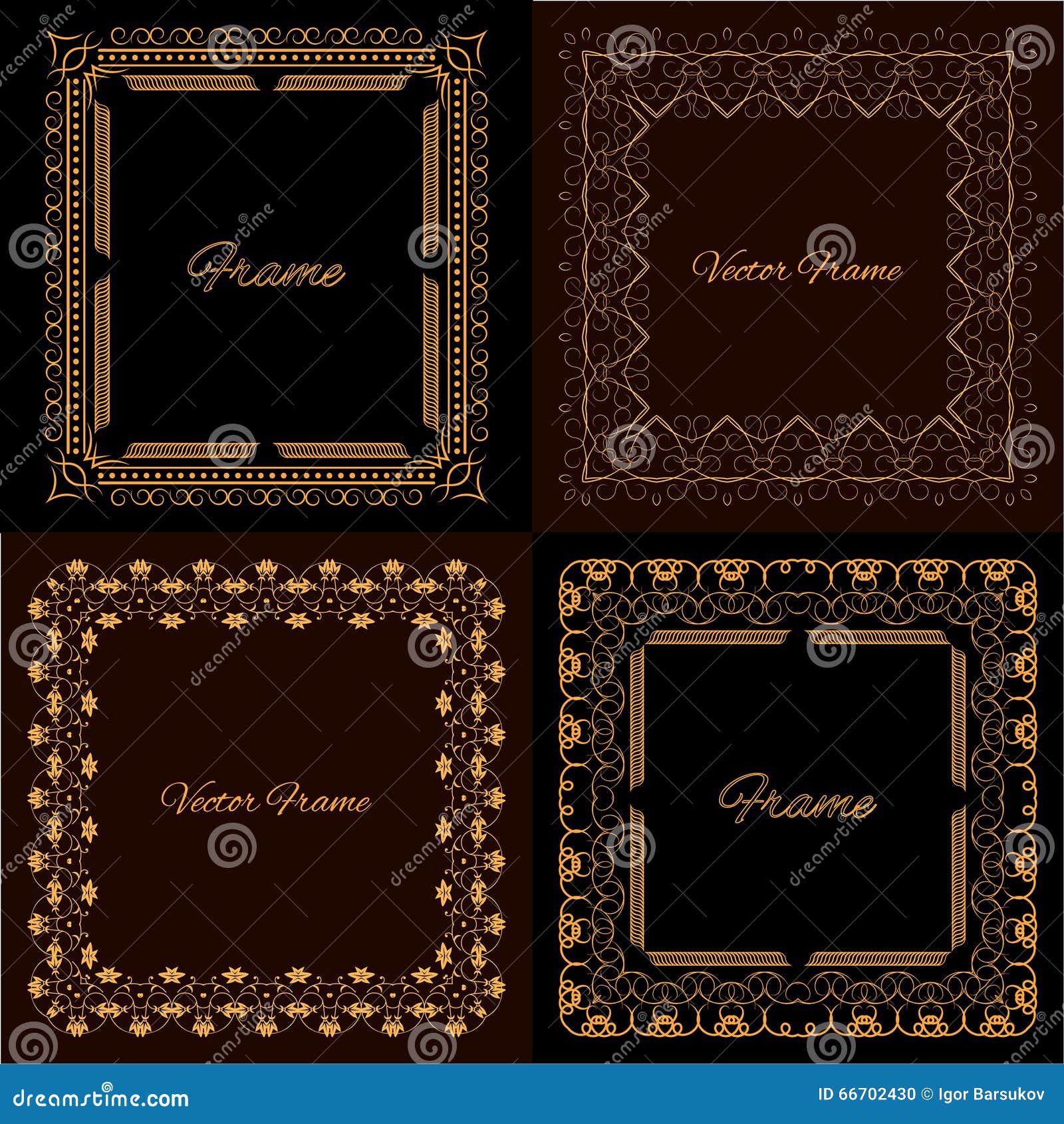 Collection of Four Stylish Elegant Frame Stock Vector - Illustration of ...