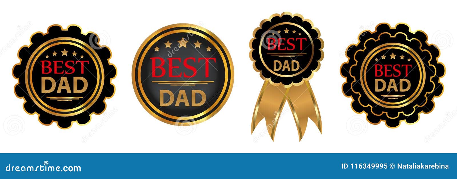 Collection Four Vector Badges Best Dad. Vector Stock Vector ...