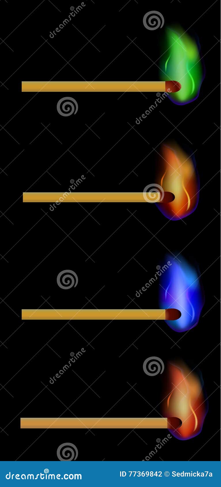 Collection with Four Vector Matches on Black Backdrop Stock Vector ...