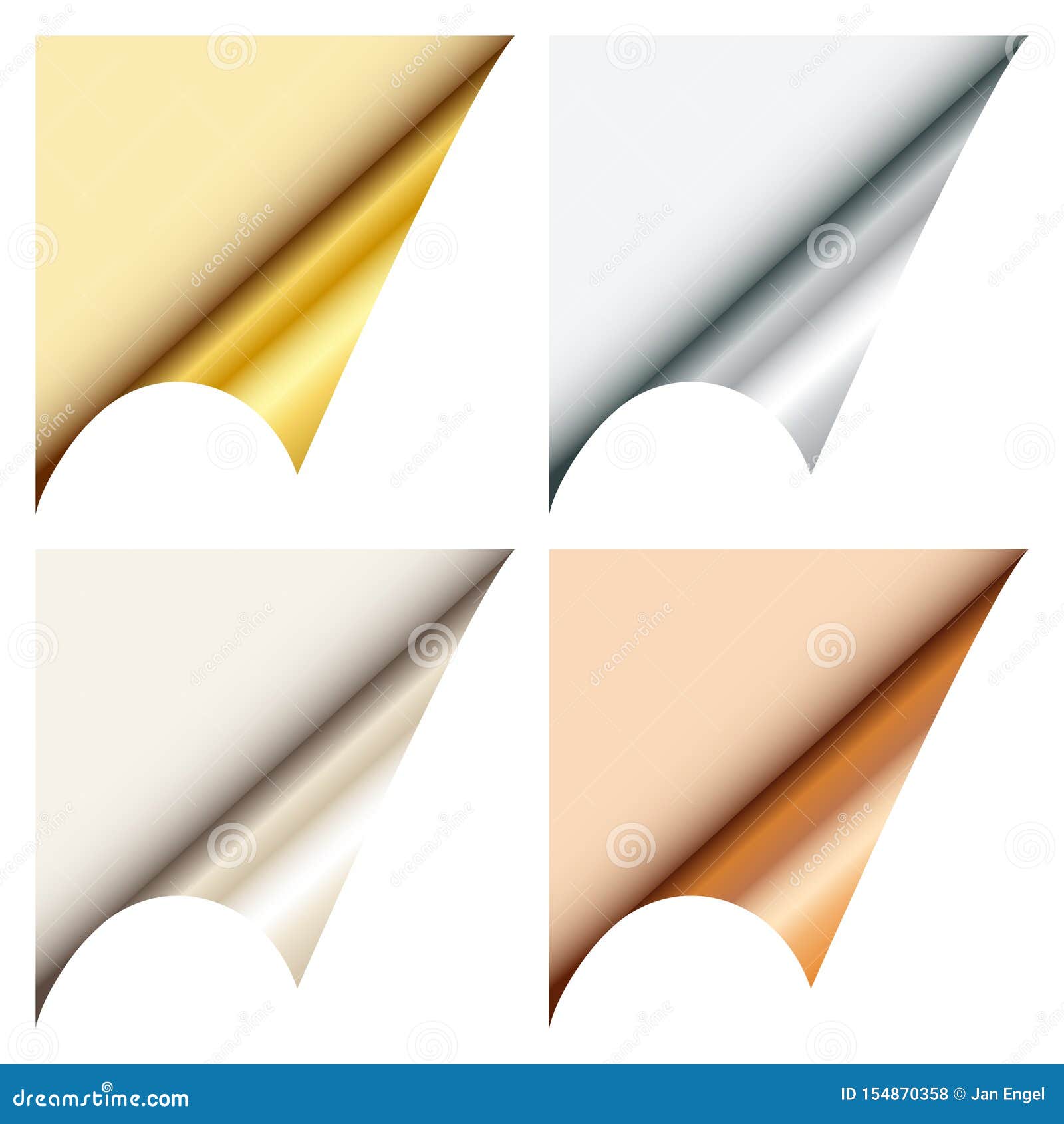 Set of Four Web Corners Angled Gold Silver Platin Bronze Above Left ...