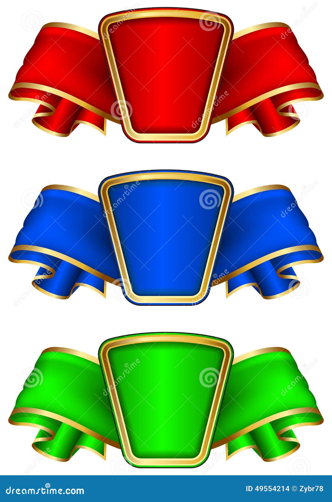 Collection Frame with Ribbon in 3 Color Stock Vector - Illustration of ...