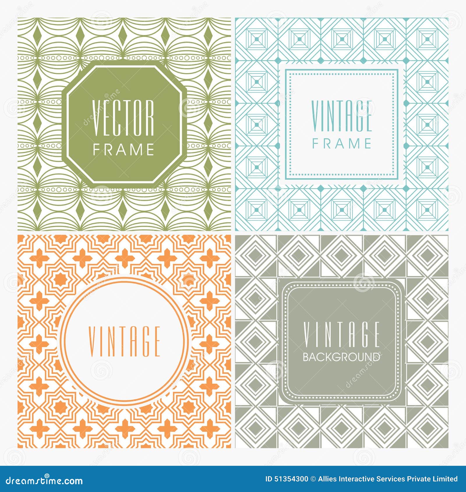 Collection of Frames with Seamless Pattern. Stock Illustration ...