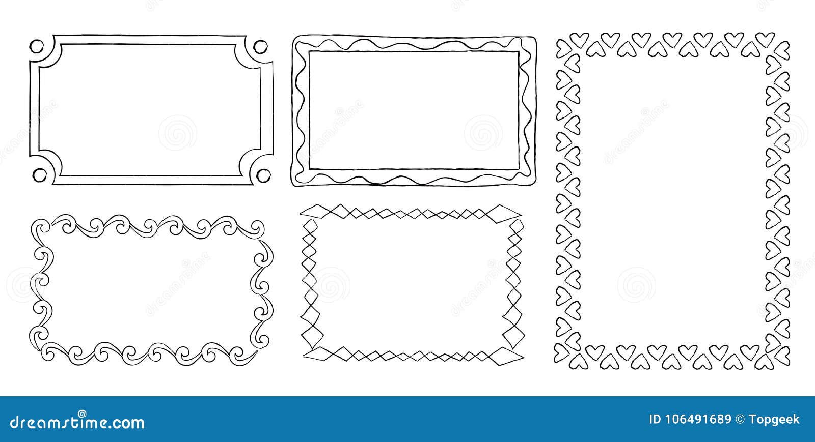 Collection of Frames with Swirls Rectangular Shape Stock Vector ...