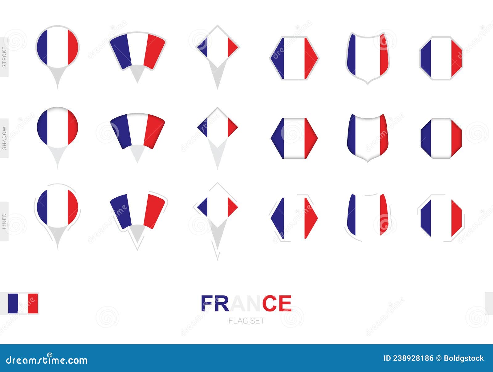 Collection of the France Flag in Different Shapes and with Three ...