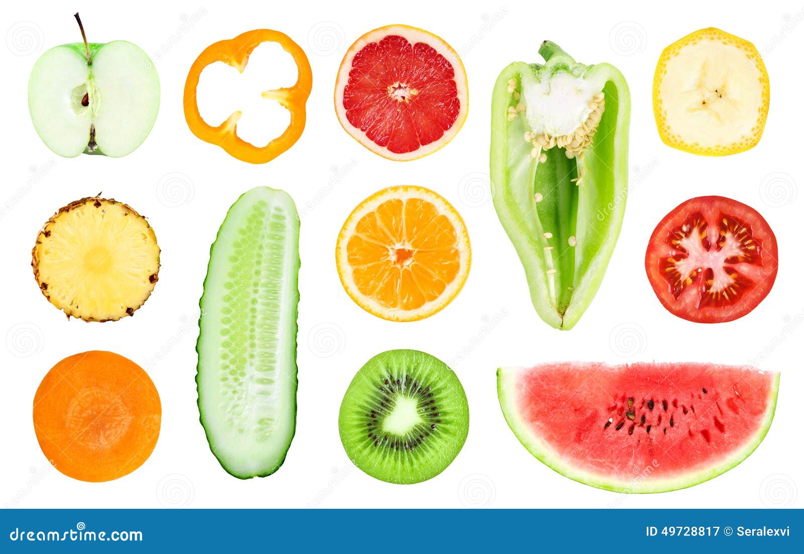 Collection of Fresh Fruit and Vegetable Slices Stock Image - Image of ...
