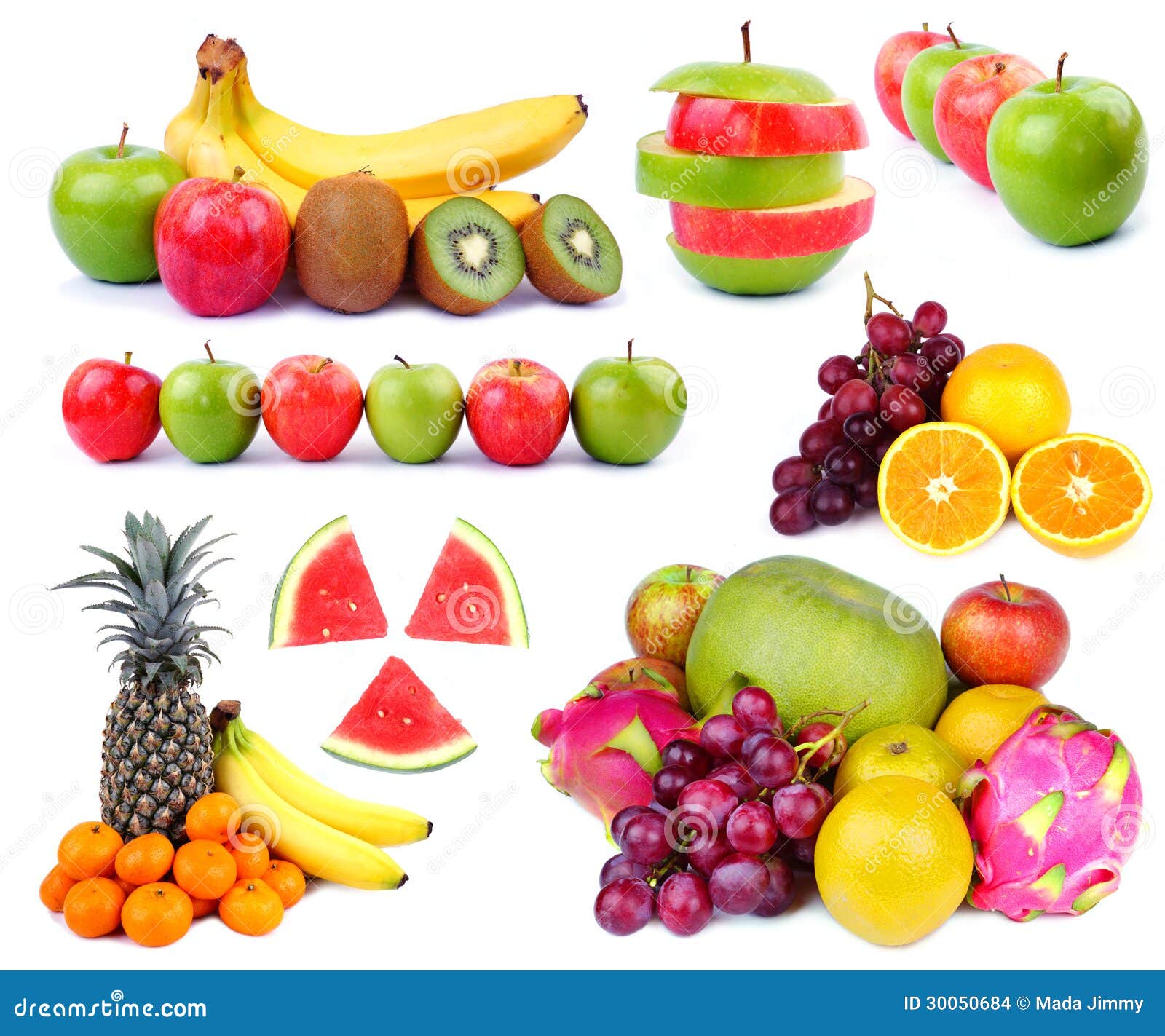 Tropical Fresh Fruit Collage Stock Photo - Image of fruits, slice: 30050684
