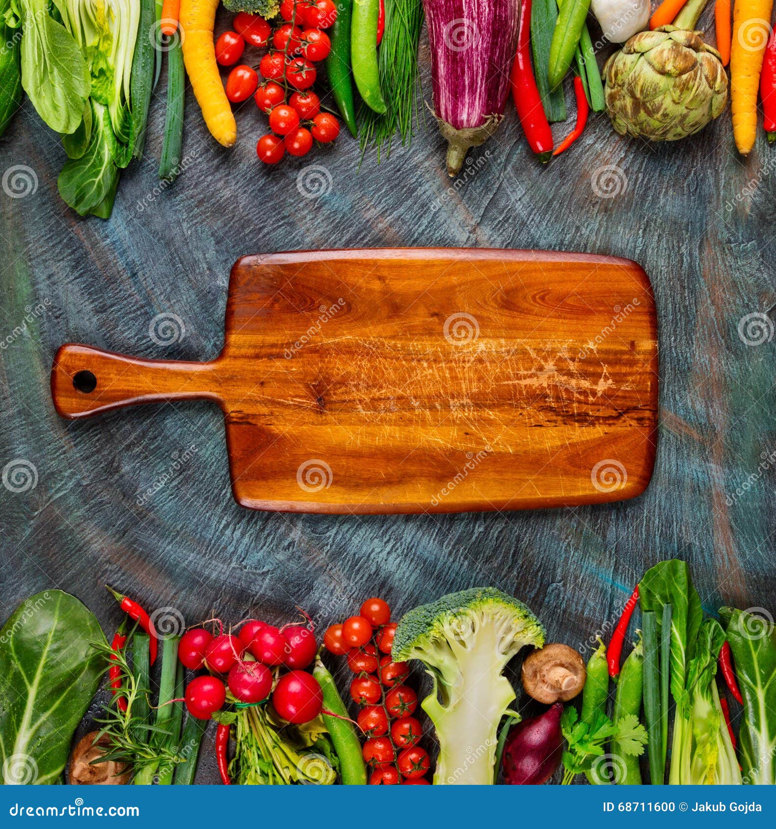 Collection of Fresh Vegetables with Breadboard Stock Photo - Image of ...