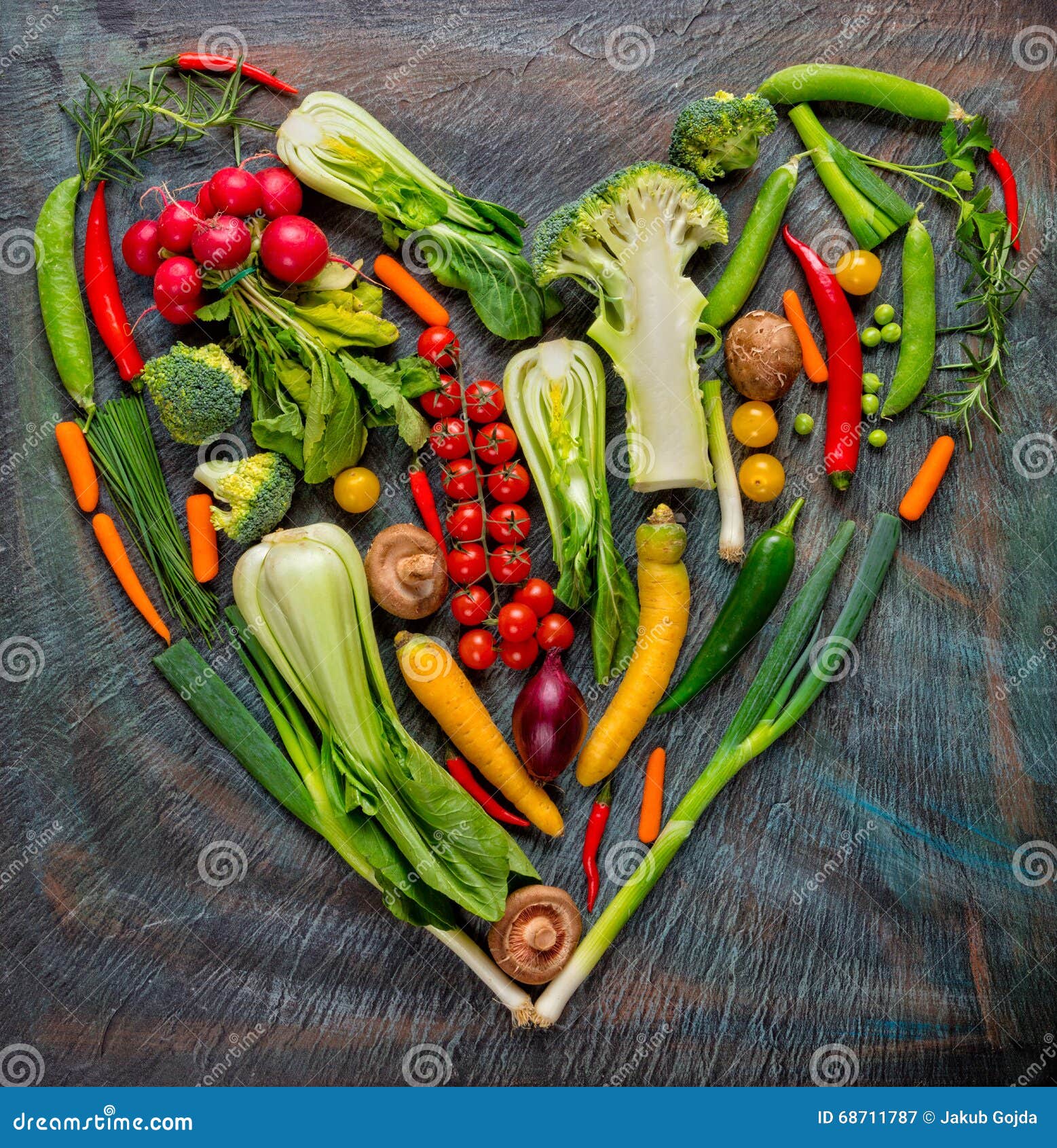 Collection of Fresh Vegetables in Heart Shape Stock Image - Image of ...
