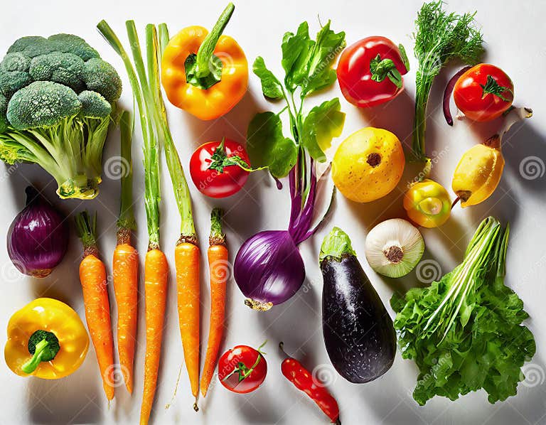 Collection of Fresh Vegetables on White Background. Stock Illustration ...