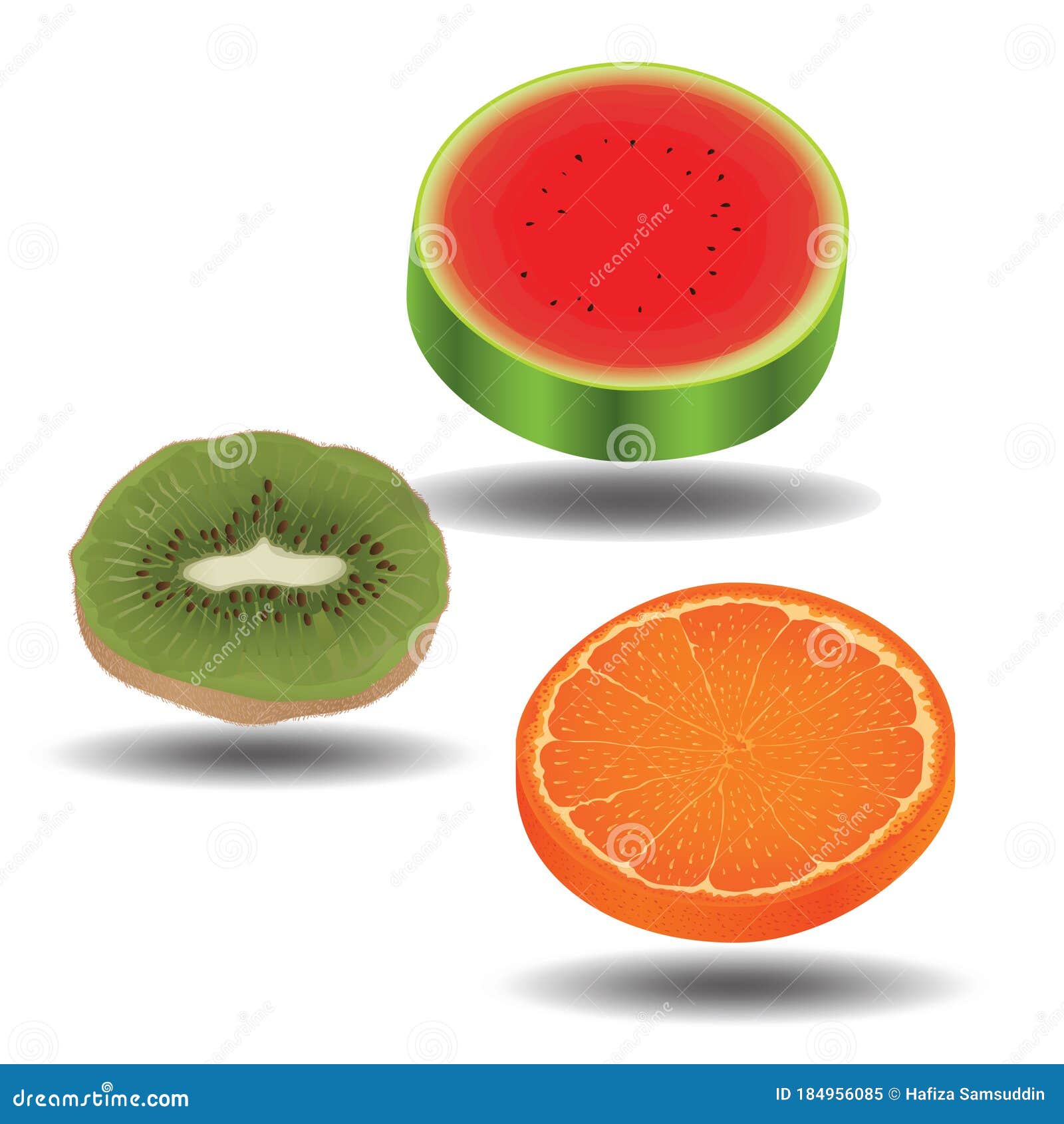 Collection of Fruit Slices. Vector Illustration Decorative Background ...