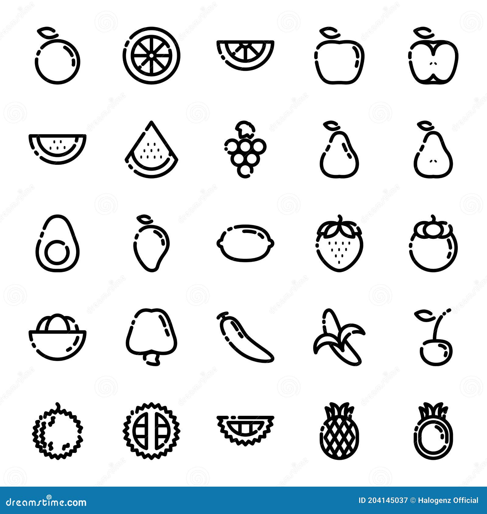15 custom fruit icons stock vector. Illustration of wheel - 204145037