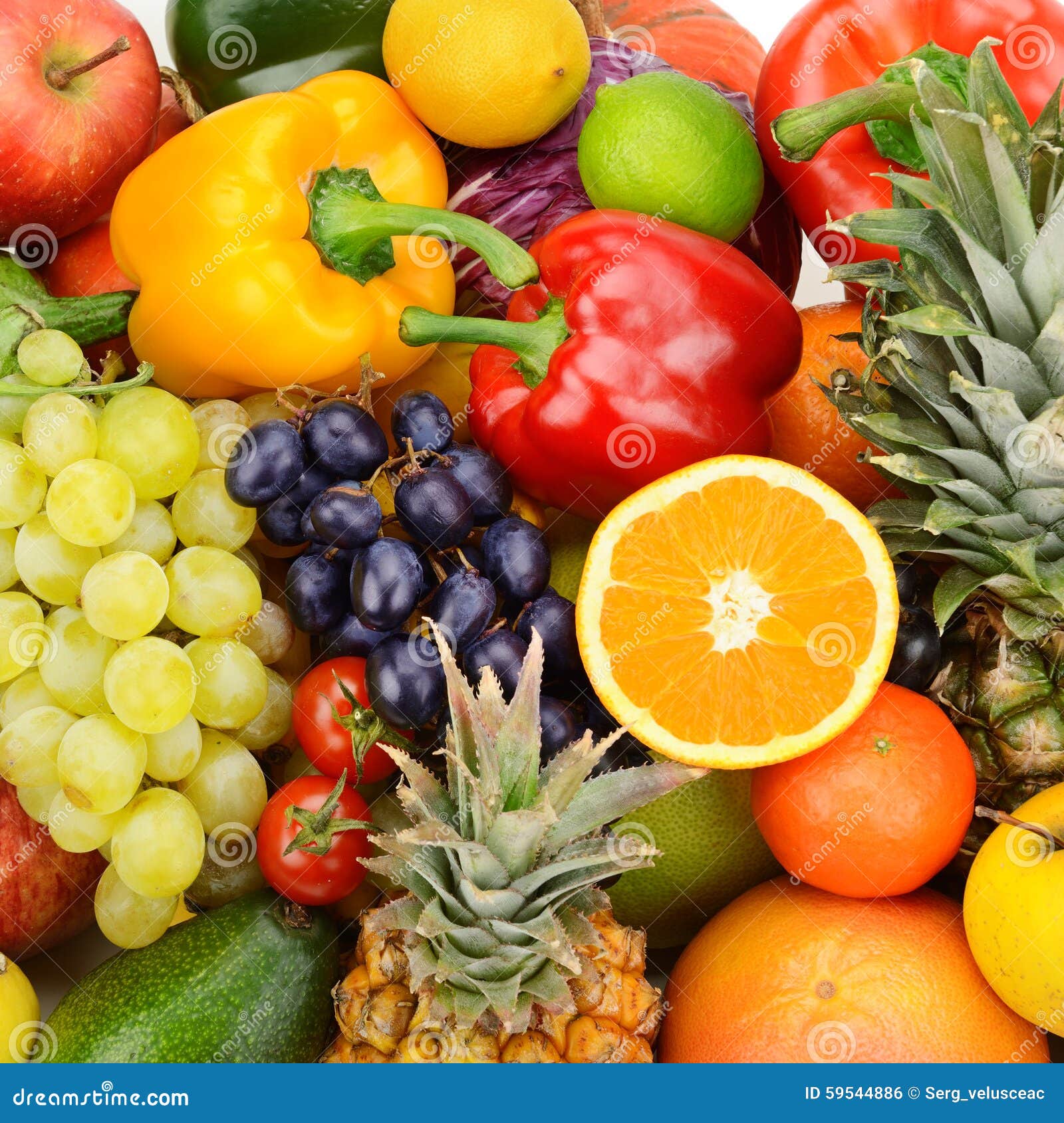 Collection Fruits and Vegetables Stock Photo - Image of cabbage, grape ...