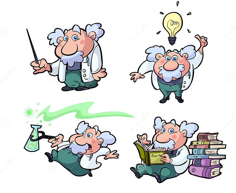 Collection of Fun Cartoon Science Professors Stock Vector ...