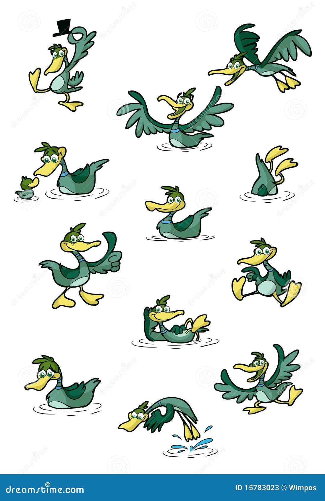 Collection of fun ducks stock vector. Illustration of group - 15783023