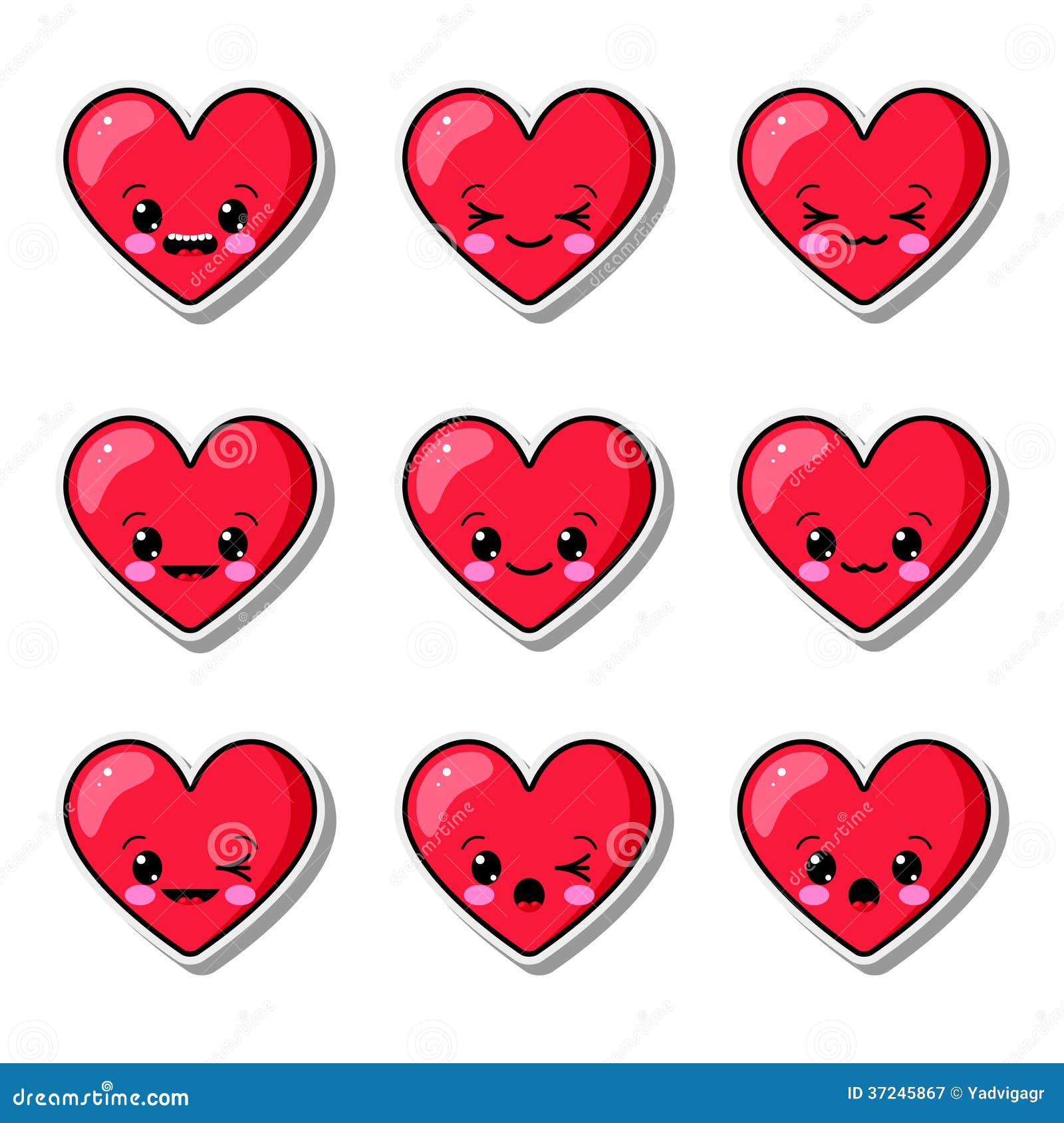 Collection of funny hearts stock vector. Illustration of drawing - 37245867