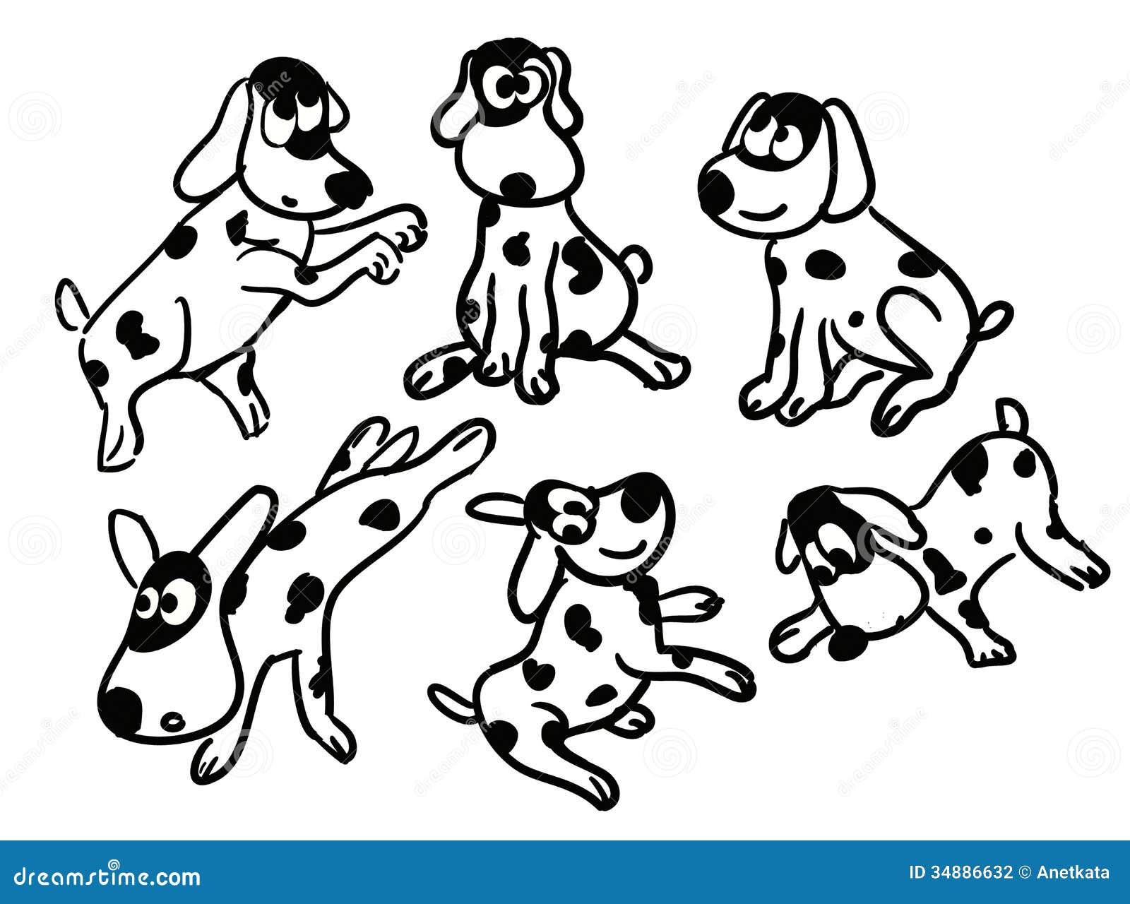 Collection of Funny Sketch Dogs Stock Illustration - Illustration of ...
