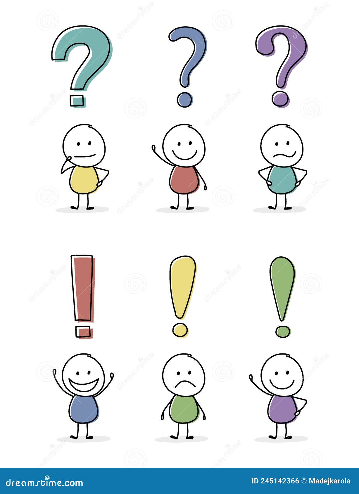 Collection of Funny Stickman with Question Mark and Exclamation Mark ...