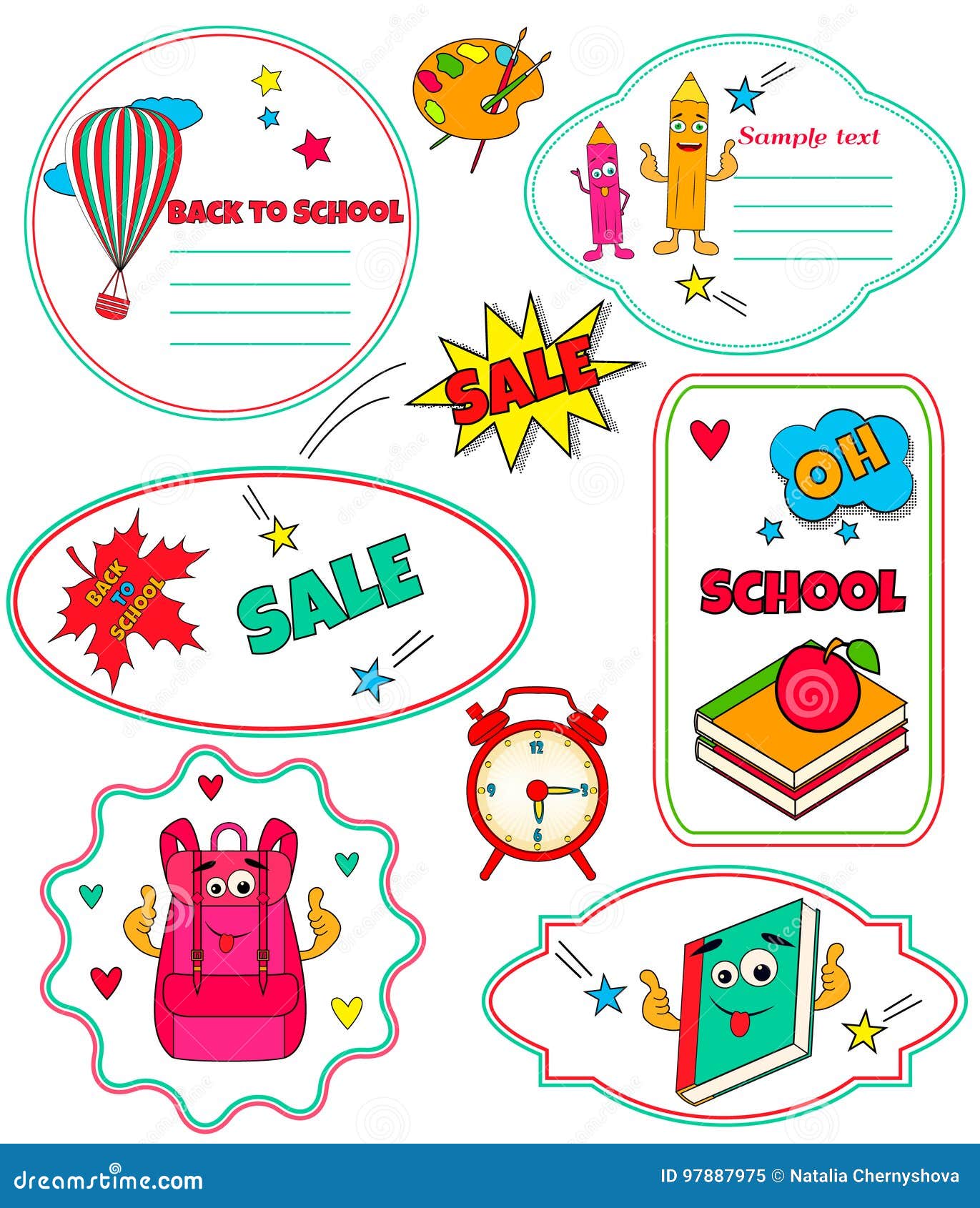 Collection of Funny Tags Back To School Stock Vector - Illustration of ...