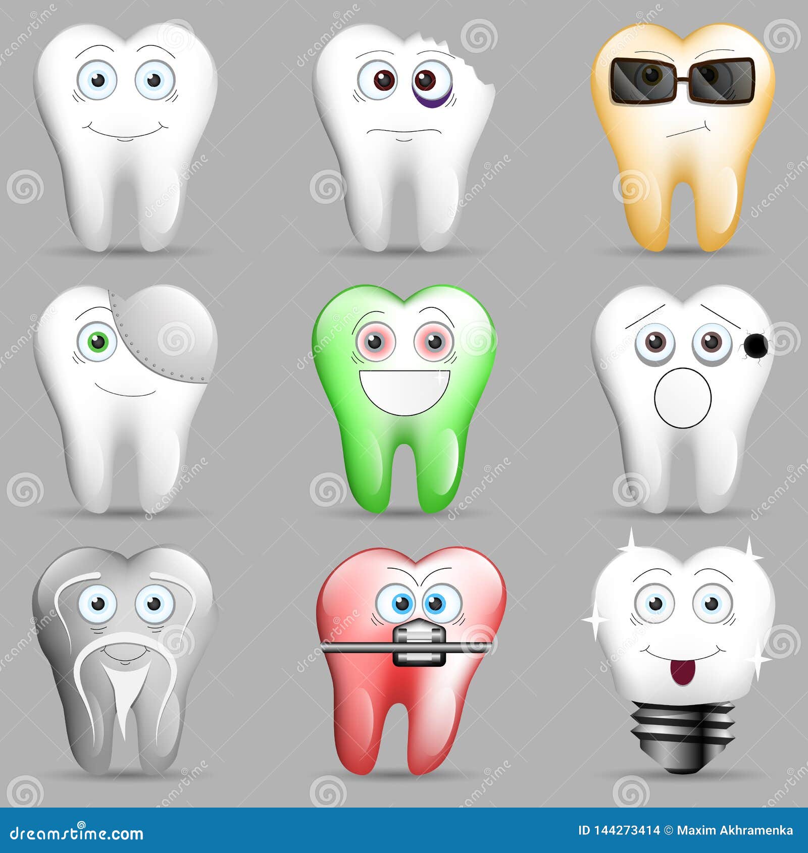 A Collection of Funny Toothy Smileys. Stock Vector - Illustration of ...