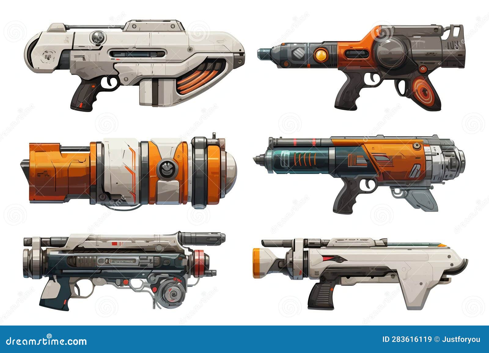 Collection of Future Weapons Isolated on White Background. Generative ...