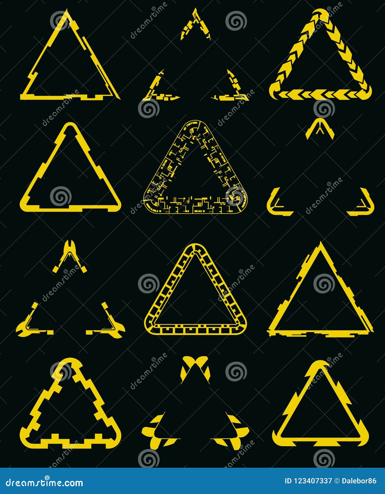 Collection of Futuristic Triangles for the Hud Interface. Stock Vector ...