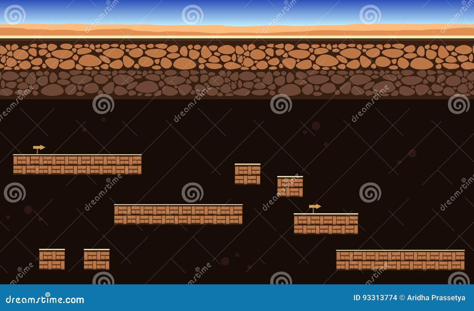 Collection Game Background in the Ground Style Stock Vector ...