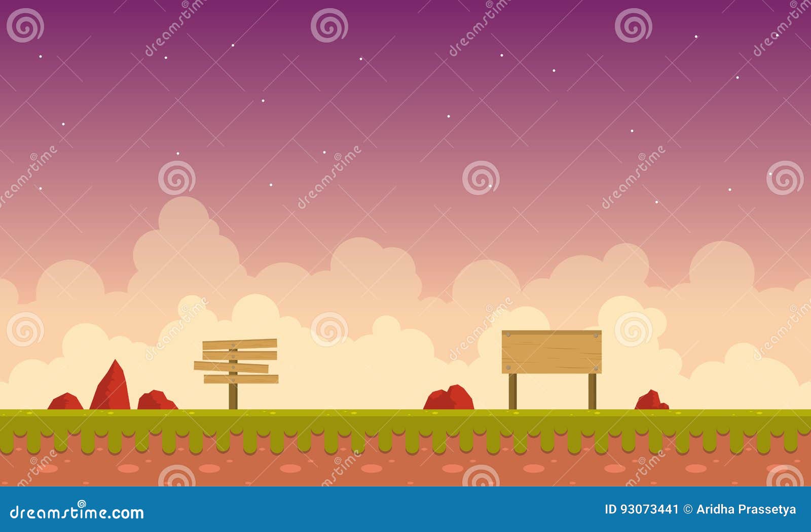 Collection Game Background With Purple Sky Stock Vector - Illustration ...