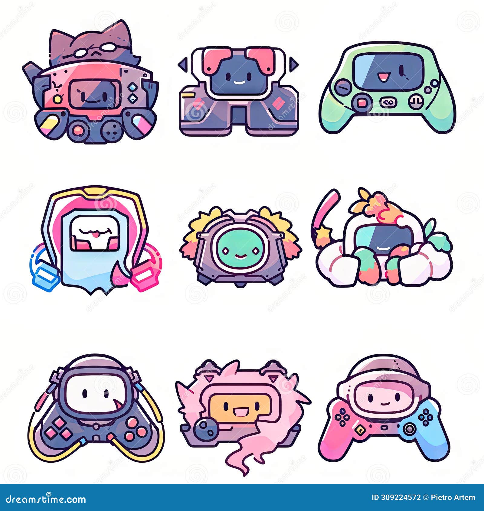 9 Collection of Gamer Character Stickers Stock Photo - Image of anime ...