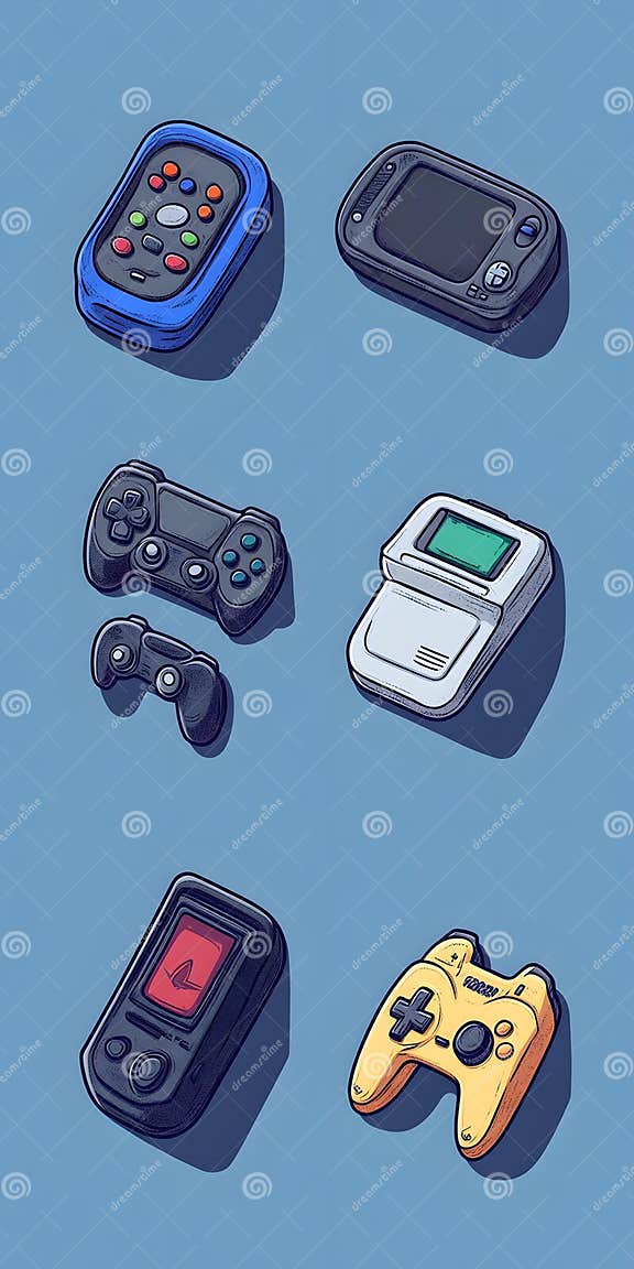 Collection of Gaming Objects in Isometric Illustrations Stock ...