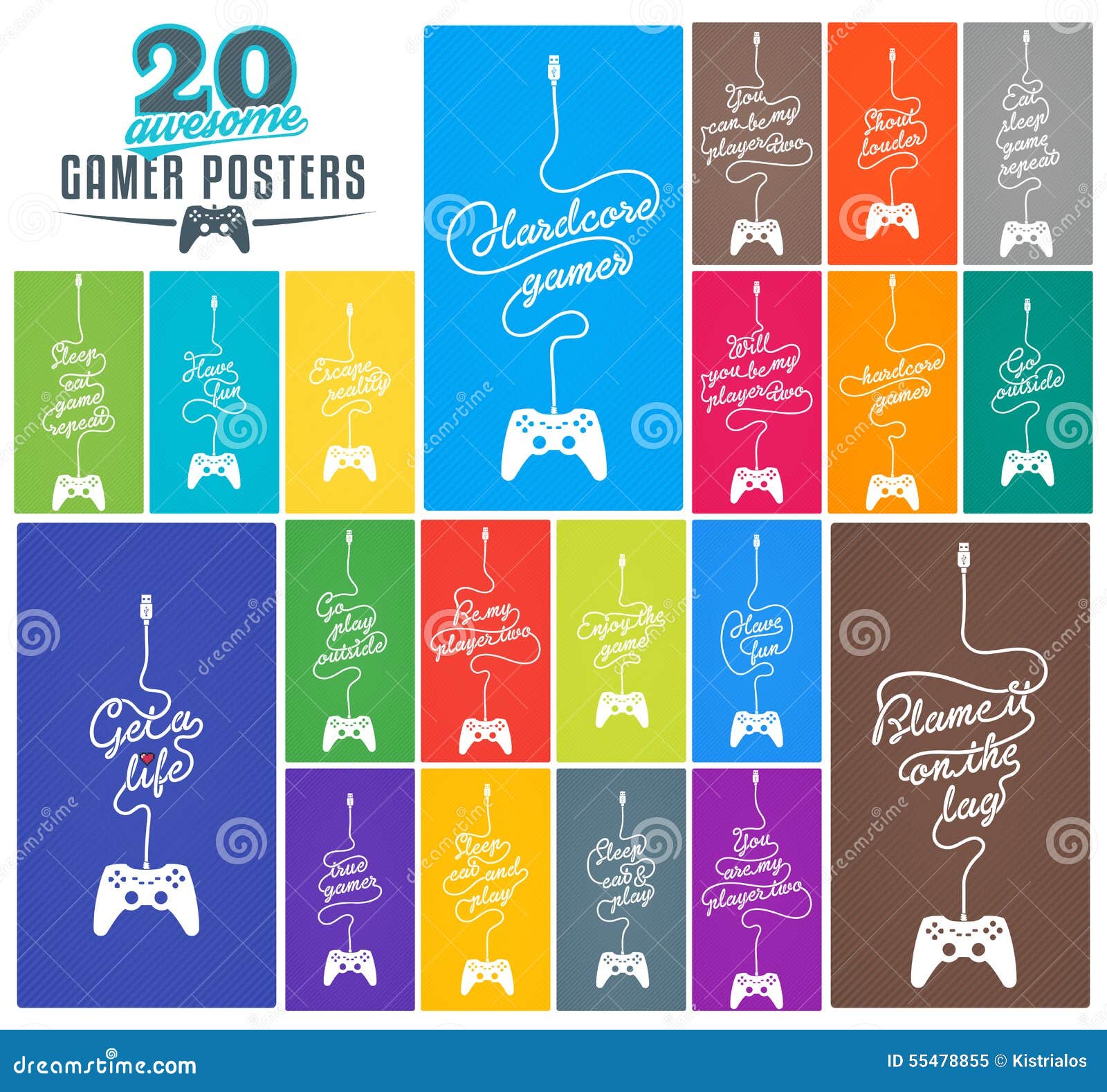 Collection of Gaming Related Posters Stock Vector - Illustration of ...