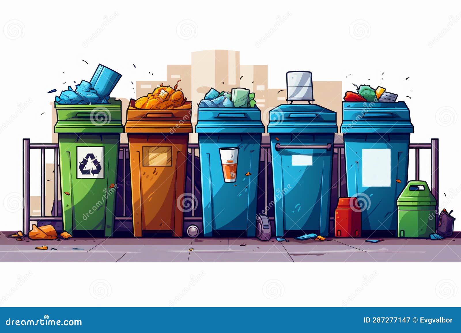 Collection of a Garbage Can Full of Various Types of Garbage, the ...