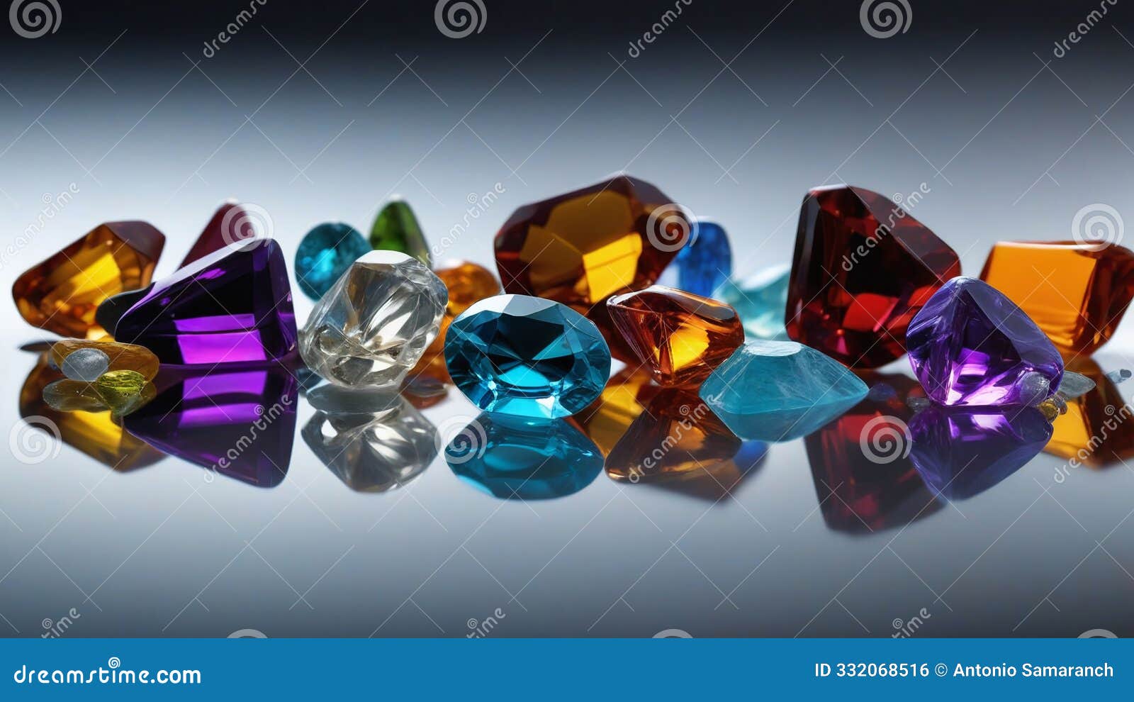 A Collection of Gemstones and Gemstones are on a Table Stock ...