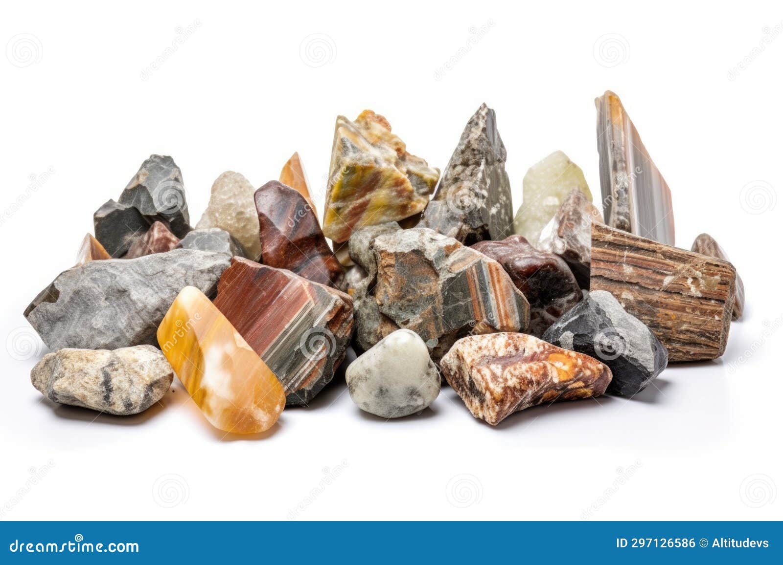A Collection of Geological Rock Samples on White Background Stock Photo ...