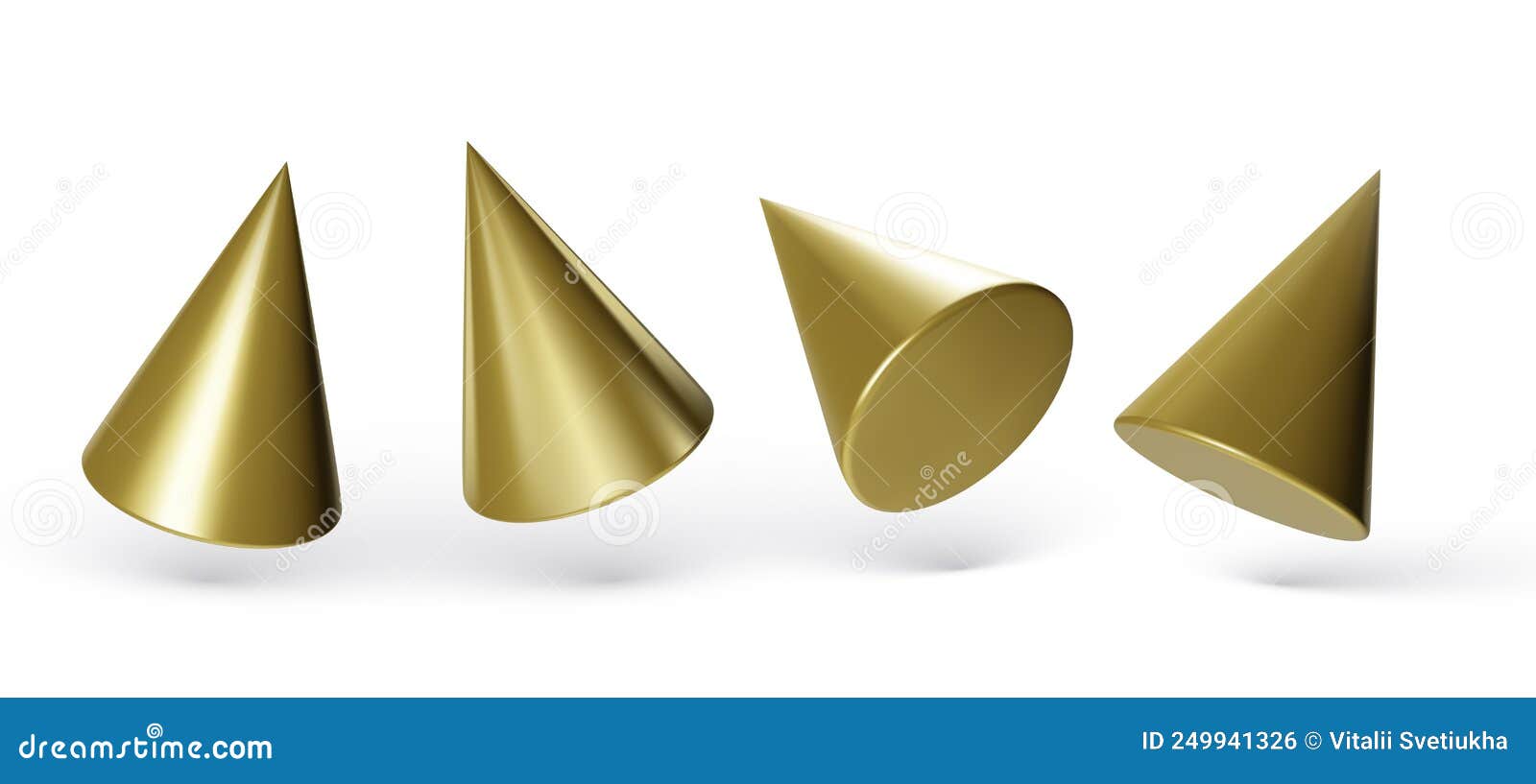 Collection of Geometric Cones Isolated on White Background. 3d ...