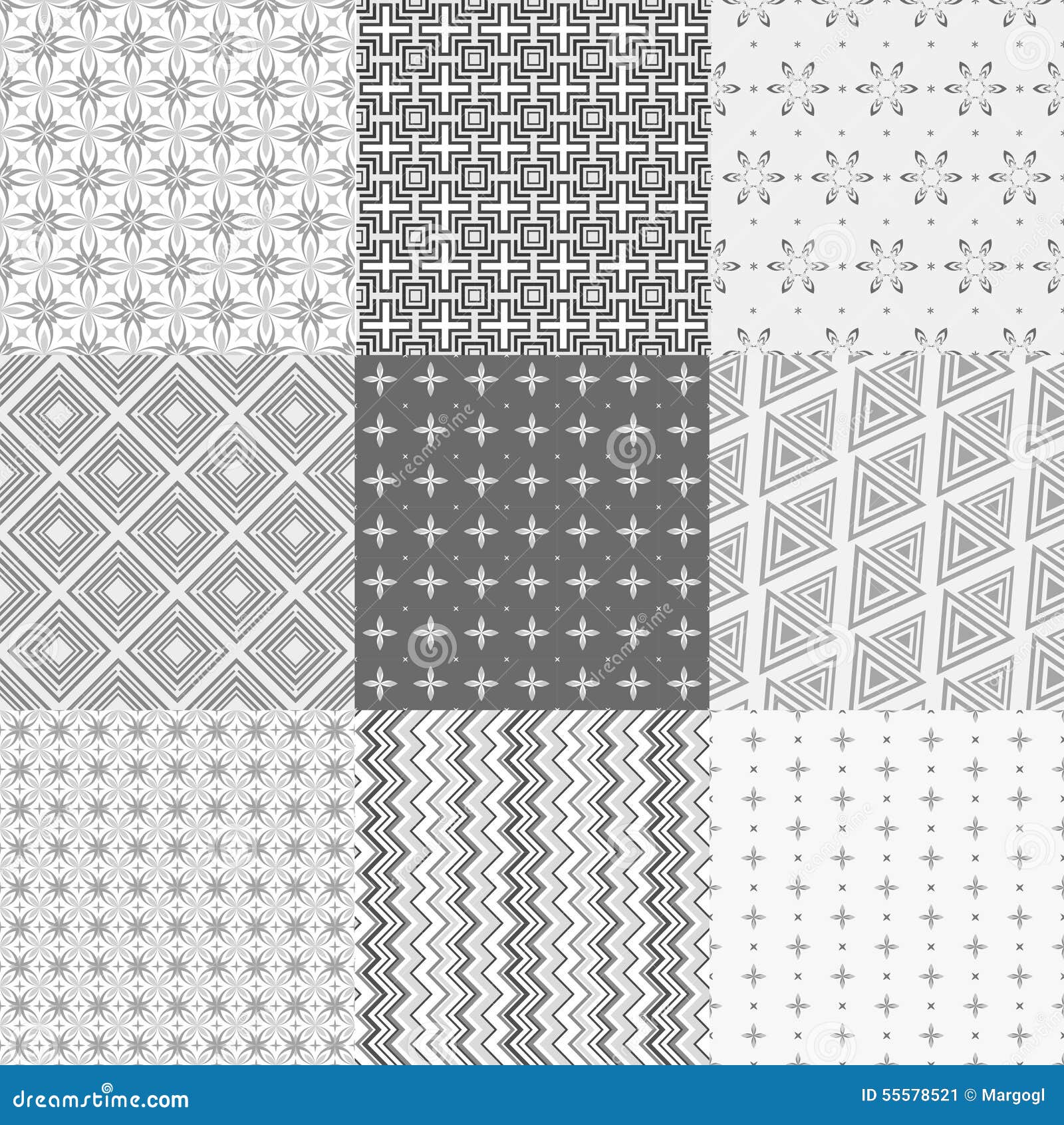 Collection Geometric Seamless Pattern. Stock Vector - Illustration of ...