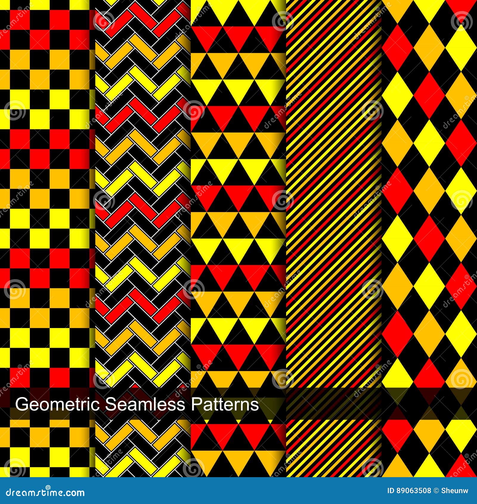 Collection of Geometric Seamless Patterns. Stock Vector - Illustration of background, color ...